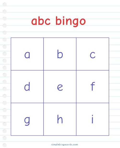 Printable Abc Bingo